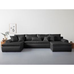Home Affaire Wohnlandschaft &raquo;Win U-Form, B: 366 cm - OTTO. Verl&auml;ssliche Qualit&auml;t.&laquo; Schlaffunktion, Bettkasten & 5 Zierkissen schwarz-wei&szlig; 100% 