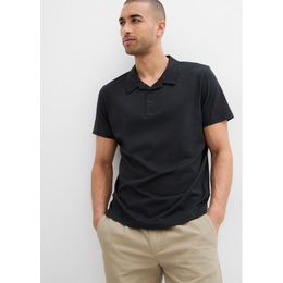 bonprix Herren bonprix Poloshirt Basic-Form, kurze Druckknopfleiste, Umlegekragen, reine Baumwolle schwarz 60/62 (XXL)