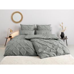 OTTO home Bettw&auml;sche &raquo;Elliant in Gr. 135x200 oder 155x220 cm&laquo; 2 Bettw&auml;sche aus Baumwolle, elegante Bettw&auml;sche mit Hochtief-Struktur grau Renforc&eacute;, 