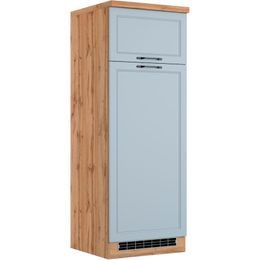 KOCHSTATION K&uuml;hlumbauschrank &raquo;KS-Lana&laquo; Breite 60 cm blau Holzwerkstoff, MDF wotaneiche, B/H/T: 60cm x 166cm x 60cm, T&uuml;ren: 2 Stk.