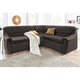 DOMO collection Ecksofa &raquo;Lale zeitlose Formensprache, komfortabel, Breite 251cm, L-Form&laquo; mit langem Schenkel, wahlweise mit Bettfunktion grau Struktur