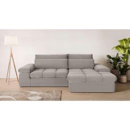 Home Affaire Ecksofa &raquo;ALVERIE mit Recamiere, moderne Steppung, Ma&szlig;e: B/T/H 274/203/106 cm&laquo; L-Form mit Wellenunterfederung, mit 4 R&uuml;ckenkissen, 
