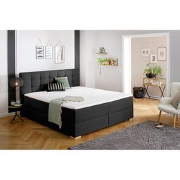 Home Affaire Boxbett &raquo;Olivet mit Bettkasten&laquo; in 4 Farben, 4 Breiten, 2 Matratzenarten, auch in &Uuml;berl&auml;nge 220 cm grau Struktur (100% Polyester), 