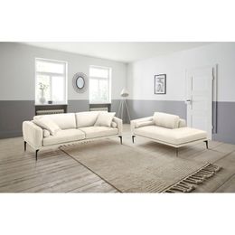 Egoitaliano Polstergarnitur &raquo;Masu, Design trifft sensationellen Sitzkomfort&laquo; Set besteht aus 2,5-Sitzer, freistehende Ottomane und 3 Rollkissen beige Leder &raquo;BULL&laquo;