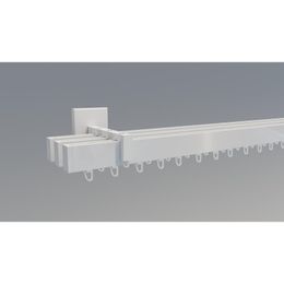 Indeko Gardinenstange &raquo;Bern&laquo; 3 l&auml;ufig-l&auml;ufig Wunschma&szlig;l&auml;nge Innenlauf Komplett-Set inkl. Gleitern und Montagematerial wei&szlig; Aluminium B/L: 400cm, 1 Stk