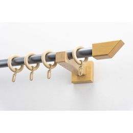 Garesa Gardinenstange &raquo;CUBUS&laquo; &Oslash; 20 mm 1 l&auml;ufig-l&auml;ufig Wunschma&szlig;l&auml;nge Vorhanggarnitur, verl&auml;ngerbar, Endknopf abgeschr&auml;gt, mit Ringe beige 