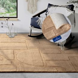 Villeroy & Boch Wollteppich &raquo;Alexis&laquo; rechteckig 10 mm H&ouml;he Handgewebt, Wolle, Natur, Wohnzimmer, Geometrie, Boho, Design beige Wolle B : 120cm 1 Stk., 10mm, L: 170cm