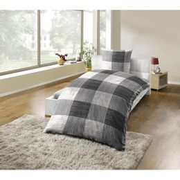 Kinzler Bettw&auml;sche &raquo;Mikrofaser Fleece&laquo; 2 Stk. besonders weich, verschiedene Karo Muster grau Polyester, Obermaterial: 100% Polyester B/L: 135cm x 