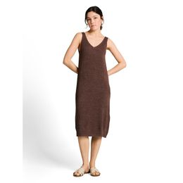 Tom Tailor Denim Damen Tom Tailor Denim Strickkleid Ohne Taschen &Auml;rmelloses Sommerkleid in 3/4-L&auml;nge braun S, N-Gr