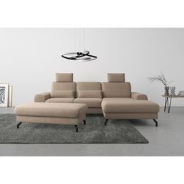 Sit & More sit&more Ecksofa &raquo;Cinturo L-Form&laquo; inklusive Sitztiefenverstellung und Federkern, Sitzh&ouml;he 45 cm grau B/H/T: 283cm x 88cm x 175cm, Soft clean,mega-