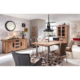 Sit Esstisch &raquo;Tops&Tables&laquo; mit rustikaler Tischplatte aus recyceltem Altholz Teak schwarz B/H/T: 240cm x 78cm x 100cm