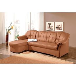 DOMO collection Ecksofa &raquo;Papenburg, zeitlose R&uuml;ckensteppung, elegante Formensprache, L-Form&laquo; in gro&szlig;er Farbvielfalt, wahlweise mit Bettfunktion orange