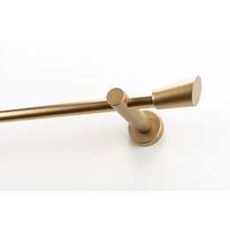 Garesa Gardinenstange &raquo;MOLIS&laquo; &Oslash; 20 mm 1 l&auml;ufig-l&auml;ufig Wunschma&szlig;l&auml;nge Vorhanggarnitur, verl&auml;ngerbar, Wandmontage, Keil, ohne Ringe gold Holzwerkstoff, 