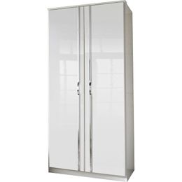 wimex Dreht&uuml;renschrank &raquo;Tromo&laquo; mit Hochglanz-Fronten, chromfarbene Leisten und Griffe, 90cm breit wei&szlig; B/H/T: 90cm x 197cm x 58cm, T&uuml;ren: 2 Stk.
