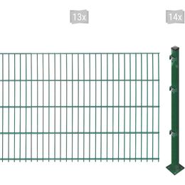 Arvotec Doppelstabmattenzaun &raquo;ESSENTIAL 83 zum Aufschrauben&laquo; Zaunh&ouml;he 83 cm, Zaunl&auml;nge 2 - 60 m gr&uuml;n Kunststoff, Stahl H/L: 83cm x 26m, Pfosten: 14 Stk.
