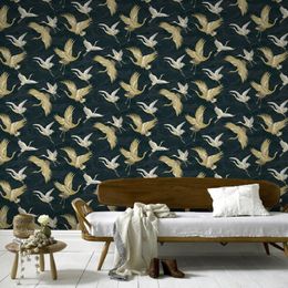 Sublime Vliestapete &raquo;KRAN PETROL&laquo; gepr&auml;gt Design Tapeten blau Vlies B/L: 0,52m x 10m, Rollen: 1
