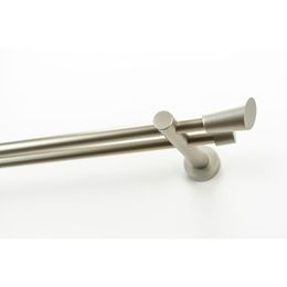 Garesa Gardinenstange &raquo;MOLIS&laquo; &Oslash; 20 mm 2 l&auml;ufig-l&auml;ufig Wunschma&szlig;l&auml;nge Vorhanggarnitur, verl&auml;ngerbar, Wandmontage, Keil, ohne Ringe silber Holzwerkstoff