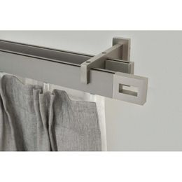 Garesa Gardinenstange &raquo;FLAT&laquo; 2 l&auml;ufig-l&auml;ufig Wunschma&szlig;l&auml;nge Rechteckprofil, Wandmontage, perfekter Lauf, modern, verl&auml;ngerbar silber Aluminium B/L: 