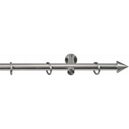 Garesa Gardinenstange &raquo;ORION&laquo; &Oslash; 16 mm 1 l&auml;ufig-l&auml;ufig Wunschma&szlig;l&auml;nge Vorhanggarnitur, verl&auml;ngerbar,Spitze, Edelstahl, m. Ringe und Haken silber 