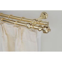 Garesa Gardinenstange &raquo;ANDREA&laquo; &Oslash; 20 mm 2 l&auml;ufig-l&auml;ufig Wunschma&szlig;l&auml;nge Vorhanggarnitur, verl&auml;ngerbar, Endknopf Profil klein, mit Ringen grau Metall B/L