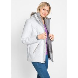 bonprix Damen bonprix Winterjacke &raquo;Winterjacke in 2-in1 Optik&laquo; mit Kapuze mit 2-in-1 Optik, mit integriertem Fleeceeinsatz, Slim fit Passform wei&szlig; 36