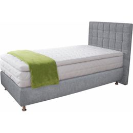 Westfalia Schlafkomfort Boxspringbett grau Microvelours (100% Polyester);Strukturstoff (77% Polyester und 23% Viskose);Bonnell-Federkern-Matratzenbezug: 100% Polyester;