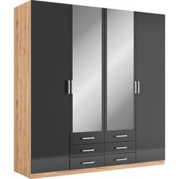 Priess Kleiderschrank &raquo;Amsterdam, viel Stauraum durch viele Schubk&auml;sten, Spiegelt&uuml;ren&laquo; Optional mit LED-Beleuchtung, Made in Germany schwarz 