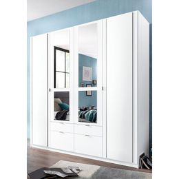 Priess Kleiderschrank mit gerundeten Elementen auf den Au&szlig;ent&uuml;ren wei&szlig; Holzwerkstoff B/H/T: 185cm x 193cm x 54cm, T&uuml;ren: 4 Stk.