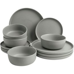 LeGer Home by Lena Gercke Tafelservice &raquo;Geschirr-Set, Service Belli&laquo; Teller Set, runde Form, Scandi Style, 12 Teile, f&uuml;r 4 Personen grau Steingut 12 