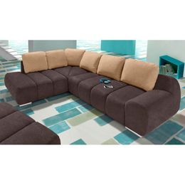 OTTO home Ecksofa &raquo;Bono L-Form&laquo; mit Ottomane, wahlweise mit Schlaffunktion braun Luxus-Microfaser ALTARA NUBUCK (100% Polyester);Luxus-Microfaser 