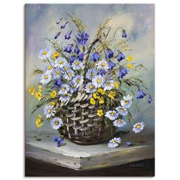 Artland Wandbild &raquo;Bunter Korb&laquo; Blumen 1 Stk. tlg. als Leinwandbild, Poster in verschied. Gr&ouml;&szlig;en blau Leinwand B/H/T: 30cm x 40cm, Leinwandbild Blumen 