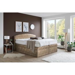 Westfalia Schlafkomfort Boxspringbett &raquo;Madeira&laquo; Lederoptik Microvelours Mit Bettkasten,Ohne Topper, Liegefl&auml;che B/L: 180cm x 200cm, Gewicht bis: 100 kg H3, 5-Zonen-Taschen-