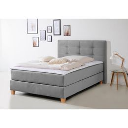 Home Affaire Boxspringbett &raquo;Moulay&laquo; inkl. Topper, in 3 H&auml;rtegraden, TFK auch in H&auml;rtegrad 4 grau Samtstoff, Liegefl&auml;che B/L: 120cm x 200cm Betth&ouml;he: 