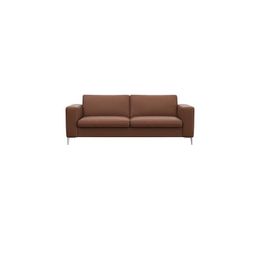 FLEXLUX 2,5-Sitzer &raquo;Fiore, super Sitzkomfort durch Kaltschaum im Sitz,&laquo; breite Armlehnen, F&uuml;&szlig;e Alu braun 100% Echteder B/H/T: 196cm x 85cm x 92cm, 