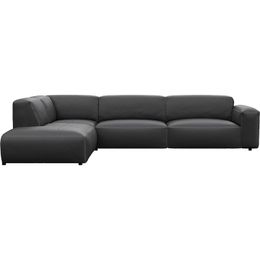 FLEXLUX Ecksofa &raquo;Lucera, super bequem durch hochwertigen Sitzaufbau mit Kaltschaum&laquo; modern & anschmiegsam, L-Form, Designsofa schwarz 100% Echteder B/