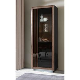 FORTE Vitrine &raquo;Savona&laquo; H&ouml;he 197 cm, inkl. Sockelbeleuchtung braun FSC -zertifizierter Holzwerkstoff Schwarz / Schlammeiche, B/H/T: 73,3cm x 197cm x 