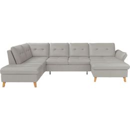 Sit & More sit&more Wohnlandschaft &raquo;G&ouml;teborg&laquo; inkl. Sitztiefenverstellung, wahlweise mit Bettfunktion & Bettkasten grau B/H/T: 327cm x 90cm x 226cm, NaturLEDER ,