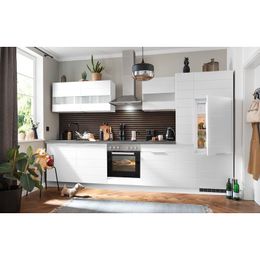 KOCHSTATION K&uuml;chenzeile &raquo;KS-Luhe&laquo; 330 cm breit, wahlweise mit oder ohne E-Ger&auml;ten, gefr&auml;ste MDF-Fronten wei&szlig; B/H/T: 330cm x 60cm, ohne E-Ger&auml;te