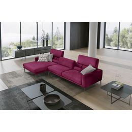 Egoitaliano Ecksofa &raquo;Masu, Design trifft sensationellen Sitzkomfort, Breite 277cm, L-Form&laquo; inkl. 2 Kissenrollen, R&uuml;ckenelemente manuell verstellbar, Metallf&uuml;&szlig;e 