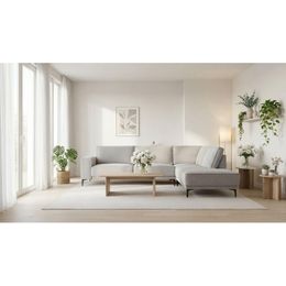 OTTO home Ecksofa &raquo;OLAND Struktur fein L-Form, B: 289 cm, Skandi-Design&laquo; Struktur, Flachgewebe, Luxus-Microfaser, Boucle grau 100% Polyester B/H/T: 
