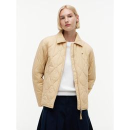 Tommy Jeans Damen Steppjacke &raquo;TJW COACH COLLAR QUILTED JACKET&laquo; Kunstfaser, Flag-Stickerei beige S (36/38)