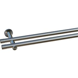 Indeko Gardinenstange &raquo;Linz&laquo; &Oslash; 20 mm 2 l&auml;ufig-l&auml;ufig Wunschma&szlig;l&auml;nge Komplett-Set inkl. Montagematerial silber Stahl B/L: 160cm &Oslash; 20mm, 1 Stk., 2 
