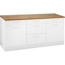 KOCHSTATION Unterschrank &raquo;KS-Kehl&laquo; Breite 180 cm wei&szlig; MDF wei&szlig;, B/H/T: 180cm x 85cm x 60cm, Schubladen: 5 Stk. T&uuml;ren: 2 Stk.