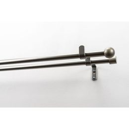 Garesa Gardinenstange &raquo;BOLTI mit offenem Tr&auml;ger&laquo; &Oslash; 16 mm 2 l&auml;ufig-l&auml;ufig Wunschma&szlig;l&auml;nge Vorhanggarnitur, verl&auml;ngerbar, Wandmontage, ohne Ringe silber 