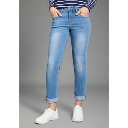 Kangaroos Damen Kangaroos Relax-fit-Jeans &raquo;RELAX-FIT HIGH WAIST&laquo; kn&ouml;chelfreie Schnittform, krempelbare Beinabschl&uuml;sse blau 48, N-Gr