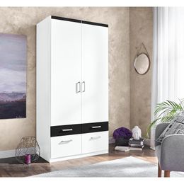 Priess Kleiderschrank schwarz-wei&szlig; Holzwerkstoff B/H/T: 94cm x 193cm x 56cm, T&uuml;ren: 2 Stk.