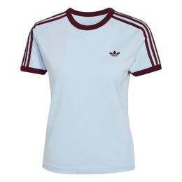 adidas originals T-Shirt '3 STRIPES SLIM' Damen Gr&ouml;&szlig;e XL/XXL hellblau / weinrot