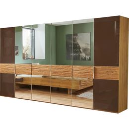 Wiemann Kleiderschrank &raquo;Cordoba&laquo; inkl. T&uuml;rend&auml;mpfung braun Floatglas, Holz teilmassiv, Kunststoff Bianco-Eiche teilmassiv, B/H/T: 295,2cm x 216cm x 