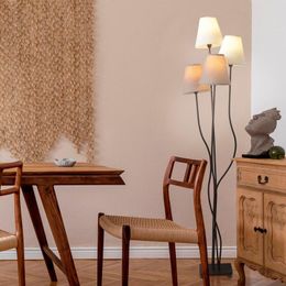N&auml;ve n&auml;ve Stehlampe &raquo;Boho&laquo; E14 1 Stk. 4flg., E14, Textilschirme 2x beige, 2x braun, inkl. Fu&szlig;schalter braun 4, &Oslash; 15,5cm H: 140cm, 1 Stk.
