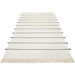 Esprit Wollteppich &raquo;Lina ESP-2205&laquo; rechteckig 5 mm H&ouml;he Naturfaserteppich mit Fransen, modernes Design, Wohnzimmer schwarz Baumwolle, Schurwolle B : 160cm 1 
